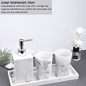 DOITOOL 1 Set Bathroom Four Piece Set Wall Bathroom Organizer Vanity Toothbrush Cup Bathroom Accessories Ceramic Shampoo tub Tray Bathroom soap Dispenser Tray Cups Liquid Combination