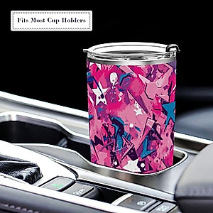 sanluoli Graffiti Art Stars Red Absttract Stainless Steel coffee cups with Straw Lid travel coffee mug for Water, Iced Tea or Coffee reusable vacuum insulated tumbler with lid 20 OZ