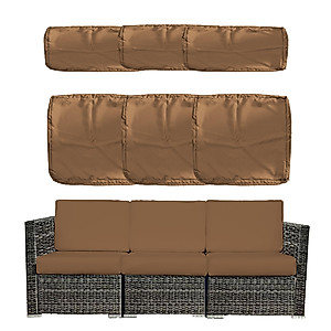 Deserqi 6-Piece Patio Cushion Cover Outdoor Patio Cushion Cover with Zipper Waterproof Replacement for 3-Piece Patio Furniture Set, Outdoor Cushion Cover Gray Coffee, Cover Only