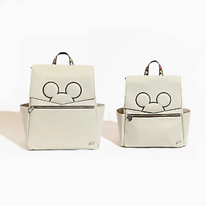 Freshly Picked Classic Mini II Diaper Bag Backpack, Wipeable Vegan Leather Diaper Bag Disney, 8 Pockets (Mickey Mania)