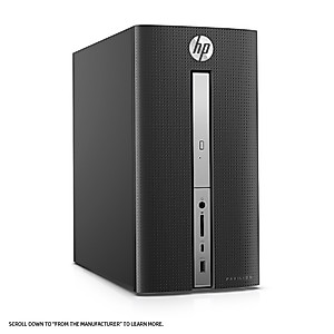 HP Pavilion Desktop Computer, Intel Core i7-7700, 16GB RAM, 1TB Hard Drive, 256GB SSD, Windows 10 (570-p041, Black)