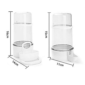 2 Pack Automatic Bird Feeder Bird Water Bottle Drinker Clear Food Seed Dispenser Container Set Hanging in Cage No-Mess for Parrots Budgie Cockatiel Lovebirds Finch Canary Hamster 415ml