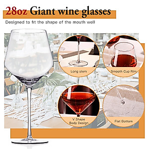 Cyrelwing Large Red Wine glasses set of 4-28oz Extra Large Red Wine Glasses set of 4 with stem-Hand Blown Crystal Big Red Wine Glasses-Light,Thin,Wine tasting Large Cabernet Sauvignon Glasses
