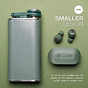 JLab Go Air True Wireless Bluetooth Earbuds + Charging Case - Green - Dual Connect - IP44 Sweat Resistance - Bluetooth 5.0 Connection - 3 EQ Sound Settings Signature, Balanced, Bass Boost