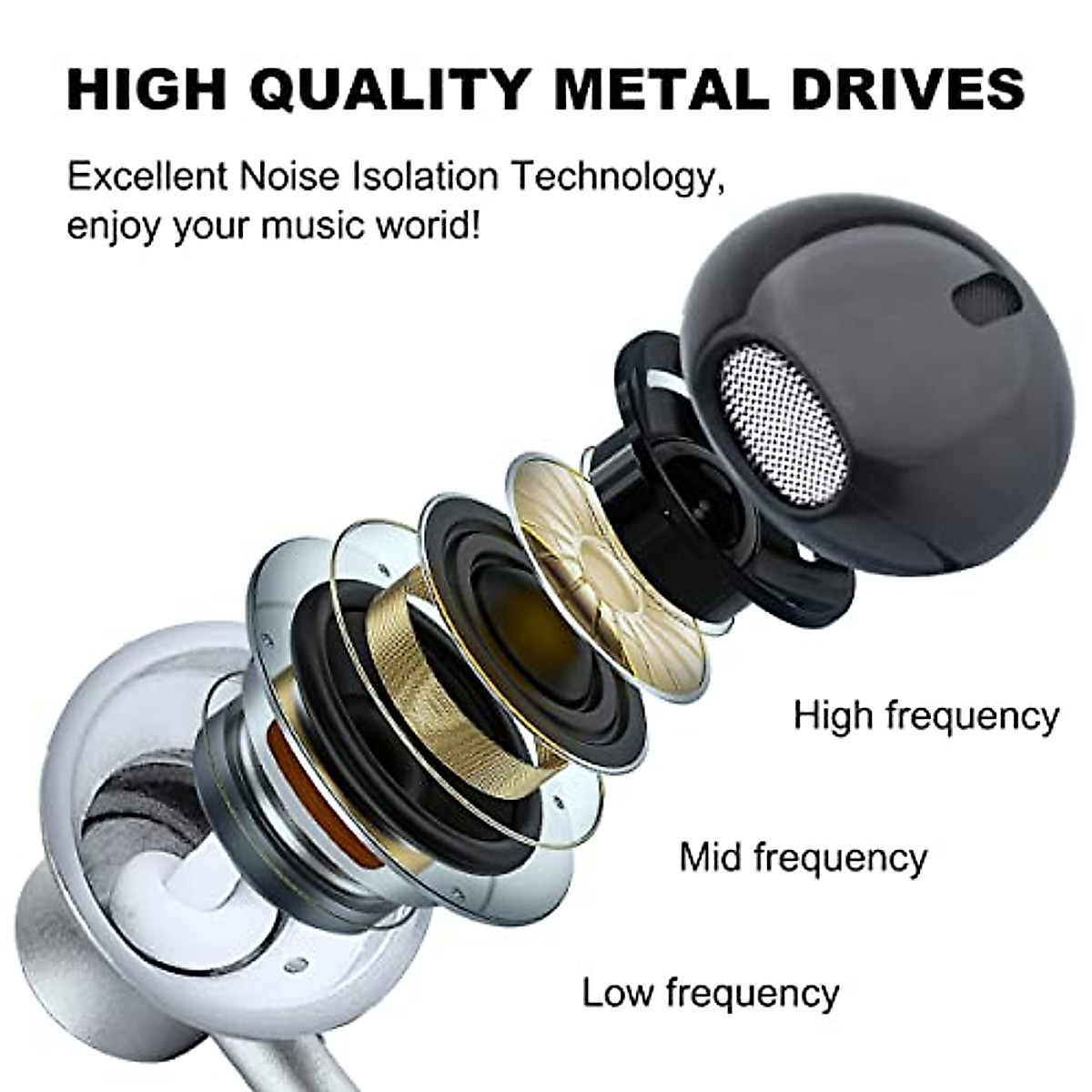 XINLIANG Earbuds Earphones with Microphone, Earbuds with Volume Control in-Ear Headphones with Magnetic, Bass Driven 3.5 mm Earbuds for iOS and Android Smartphones, Laptops, MP3,Gaming, Walkman