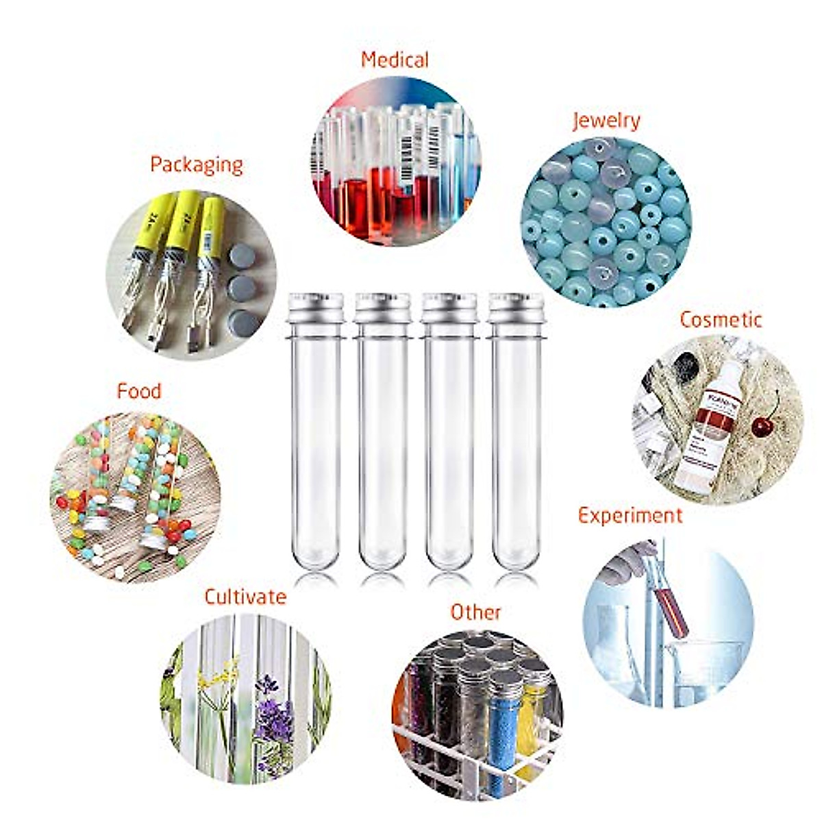 Acrux7 30 Pack Clear Plastic Test Tubes with Screw Caps, 45ml Clear Botanical Bath Salt Tubes 1x5 inch for Beads, Gumball, Candy Storage, Decorate(25x140mm)