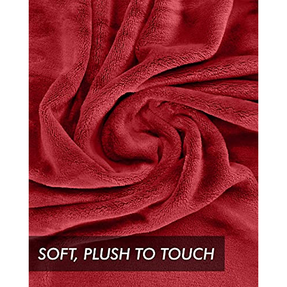 Utopia Bedding Fleece Blankets Bundle Pack of Black and Burgundy Queen Size Bed Blankets