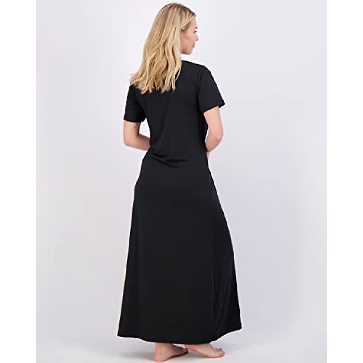 3 Pack: Womens Short Sleeve Maxi Crew V-Neck Nightgown Long Soft Nightshirt Women Night Gowns Nightdress Sleep Lounge House Dress Sleepwear Pajama Tops PJs Sexy Sleeping Ladies PJ Floor - Set 5, XXL