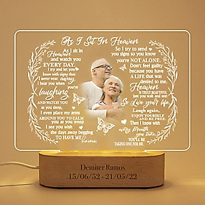 Magic Lunar Personalized Unique Sympathy Gifts For Loss Of Mom Custom In Memory of Loved One Light Up Picture Frames with Photo and Text Memorial Plaque Night Light Lamp