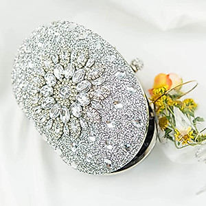 Ofuleo Luxury Crystal Clutch Women Rhinestone Evening Bag for Party and Wedding (Silver)