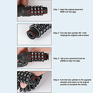 01 Bicycle Security Padlock, Helmet Cable Lock Portable Resettable for Skateboards for Gates for Bicycles