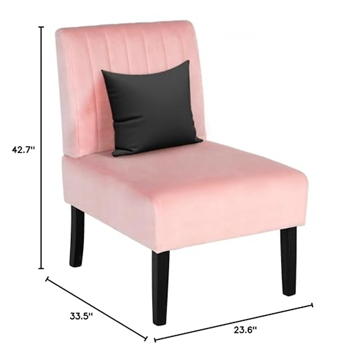 STHOUYN Mini Small Comfy Couch Armless Loveseat Sofa for Bedroom with USB Port, Velvet Small Couches for Small Spaces Living Room, Apartment Office Dorm (Pink (Chair))