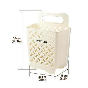 Onion Potato Storage 2 Set Potato and Onion Bins Foldable Plastic Pantry Storage Large Capacity Laundry Basket Kitchen Countertop Organizer With Handles for Onion, Fruit, Produce, Vegetable, Potato