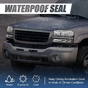 Auto Dynasty 4PCS Factory Style Headlights Assembly and Bumper Lamps Compatible with GMC Sierra Yukon 1500 2500 3500 GMT800 99-07, Driver and Passenger Side, Chrome Housing Clear Corner