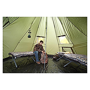 Guide Gear Deluxe Teepee Tent 14' x 14' for Adults Outdoor Camping 6-Person Instant Easy Set-Up Waterproof Shell 4-Season Family Tents for Backpacking, Hiking