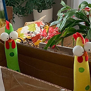 AIIONP Silly Chicken Decor, 2023 New Resin Rooster Statues Ornaments Decorative, Funny Chicken Sculptures Statues with Long Neck for Farm Backyard Garden Lawn Yard Art Decoration (9 PCS)