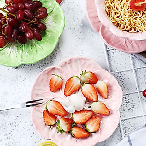 Housoutil Cabbage for Shaped Easter Porcelain Multipurpose Dessert Snack Mixing Design Snacks Tray Serving Bowl Party Display Chinese Salad Kids Green Dinner Plate Seasoning Round Fruit