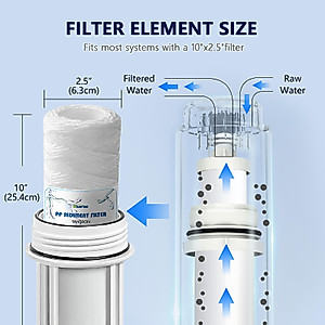 BLUERISE 5 Micron 10"x2.5" Wire Wound Whole House Water Filter Replacement Cartridge - 6 Pack