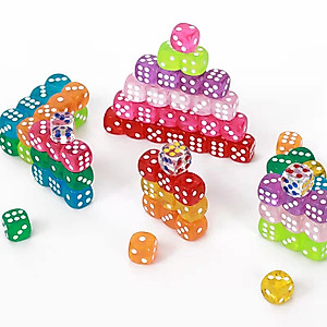 Dice Game, Yision Colored Dice, 14mm D6 Dice for Bunco Games, Activity, Casino Theme, Party Favors, Toy Gifts -100pcs