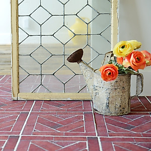 Con-Tact Brand FloorAdorn Vinyl Floor Appliques Self-Adhesive, Decorative and Removable Tiles, 12'' x 12'', Brick, 6 Count