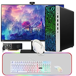 HP G3 Gaming Desktop PC, Intel Core i5 6th Gen, GT 1030 Graphics, 32GB RAM, 512GB SSD, MTG New 24 Inch Monitor, Gaming Kit Webcam, WiFi, Win 10 Pro (Renewed)