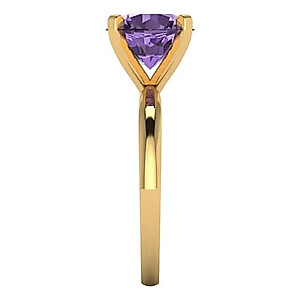 Clara Pucci 3.0 ct Round Cut Solitaire VVS1 Alexandrite Wedding Bridal Designer Anniversary Engagement Ring in 14k Yellow Gold Size 9