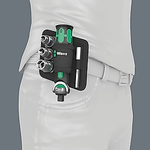 Wera 05004283001 8009 Zyklop Pocket Set Imperial 2, Ratchet Set, 18 Pieces, Black Green