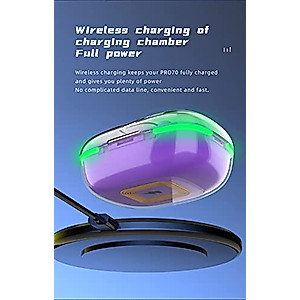 Pro 70 True Wireless Earbuds Compatible with iPhone and Android Supports Wireless Charging with LED Case Bluetooth V5.3 Earphones Water Resistant Microphone Port with Multitouch Earbuds