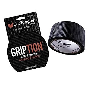 CATTONGUE GRIPS Non-Abrasive Grip Tape Heavy Duty Waterproof Anti Slip Tape for Indoor & Outdoor Use - Thousands of Grippy Uses: Home Goods, Hardware, Accessible Home and More! (Black Tape)