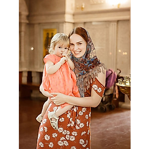 Zhanmai 6 Pieces Triangle Women Church Veil Lace Mantilla Wedding Shawl Catholic Floral Scarf Catholic Cover for Cathedral