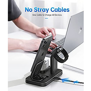 Tinetton 3 in 1 Charging Station Compatible with Apple Watch iPhone AirPods with 15W Adapter