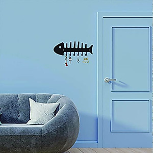 CREATCABIN Fishbone Key Holder Hanger Towel Rack Organizer with 6 Hooks Wall Mounted Decorative for Wall Bathroom Kitchen Entryway Door Including Screws and Anchors 10.6" x 3.9"