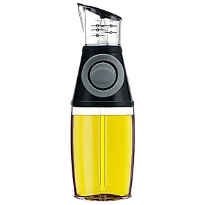 KITLAB Oil Dispenser Bottle, 8.5oz Olive Oil Dispenser Oil Sprayer, Clear Glass Refillable Oil and Vinegar Dispenser Bottle with Measuring Scale Pump for Kitchen, Cooking, Salads, Baking Frying