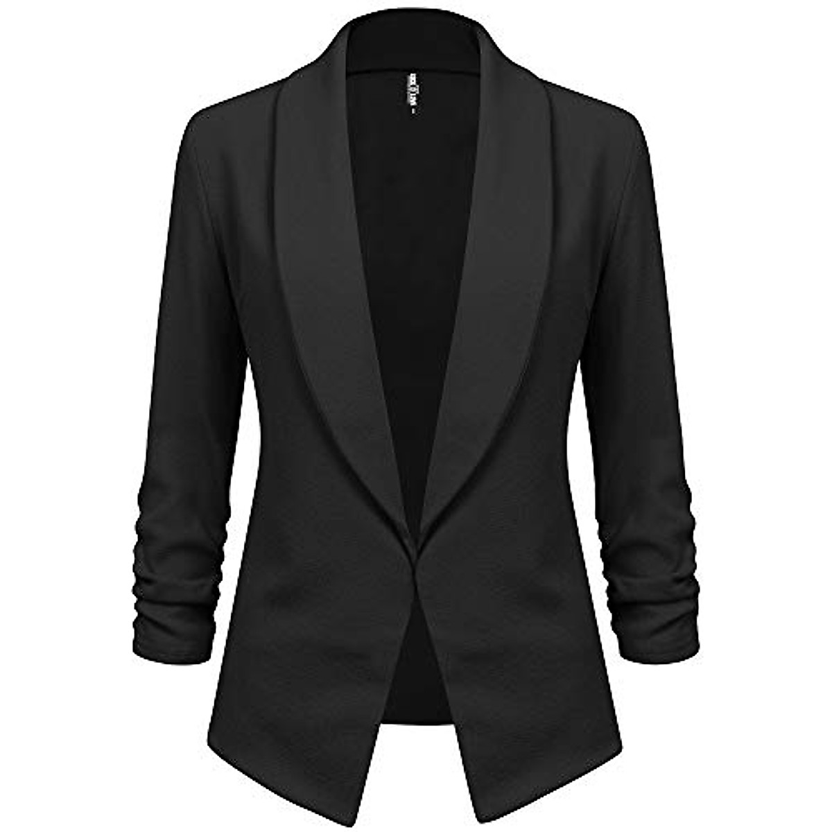 LL WSK2324 Women 3/4 Sleeve Blazer Open Front Cardigan Jacket Work Office Blazer L Black