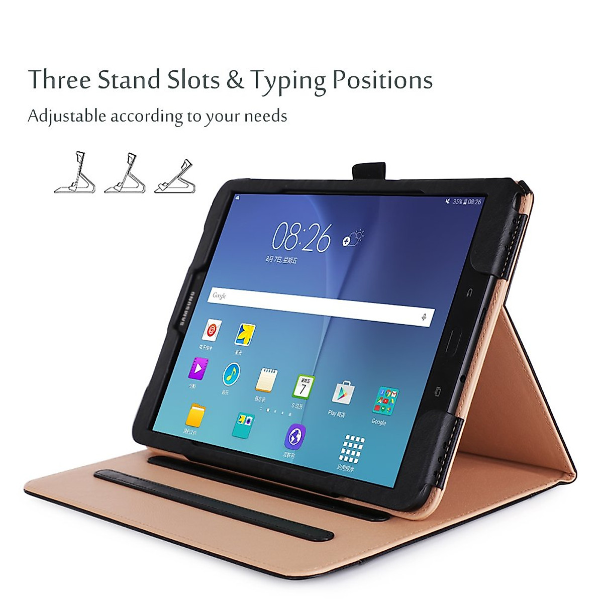 ProCase Galaxy Tab S3 9.7 Case, Stand Folio Case Cover for Galaxy Tab S3 Tablet (9.7 Inch, SM-T820 T825 T827), with Multiple Viewing Angles, Document Card Pocket -Black