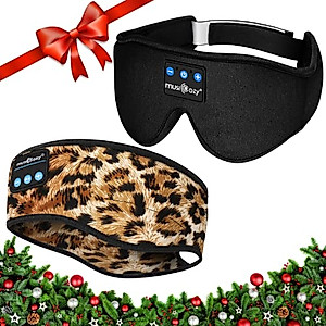 MUSICOZY Sleep Headphones Bluetooth Sports Headband, Wireless Music Sleeping Headphones Sleep Eye Mask Earbuds for Side Sleepers Workout Running Insomnia Travel Yoga Office, Pack of 2