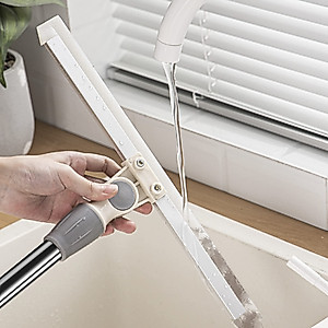 Rubber Magic Broom Sweeper, Multifunction Magic Broom, Floor Squeegee Broom with 55" Long Handle, Household Squeegee Broom for Floor Cleaning, Bathroom, pet Hair, Window,Kitchen Broom Head(13.8")