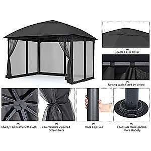 MASTERCANOPY Soft Top Outdoor Garden Gazebo for Patios with Netting Walls (10x10, Dark Gray)