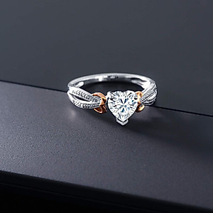 Gem Stone King 925 Silver and 10K Rose Gold 6MM Heart Shape Gemstone Birthstone and Diamond Engagement Ring | Wedding Anniversary Promise Ring For Women | Available In Size 5, 6, 7, 8, 9
