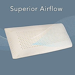 Freeli. Talalay Latex Bed Pillow - Queen Size with 400 Thread Count Sateen Cotton Cover, Side Sleeper Design, Dual-Zone Support - Firmer Edges and Softer Middle, Breathable Comfort, Made in USA