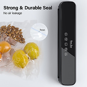 BYUVEVSR Fully Automatic Vacuum Sealer Machine, Hands-Free Operation 5 Functions, Suitable for Sealing Dry and Wet Foods, LED Indicator Compact Design Includes 15 Bags Black 14.9 x 5.9 x 2.28 AP-10-B