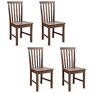 ERGOMASTER Dining Chairs Set of 4 Slat Back Walnut Wood Restaurant Chairs Traditional Side Chairs