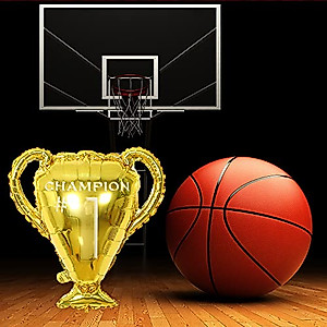 HORUIUS Champion Balloon Trophy Shaped Aluminum Foil Mylar Balloons for Sport Basketball Football Anniversary Themed Party Birthday Decoration Supplies 28.1 X 25.2 Inch 5PCS