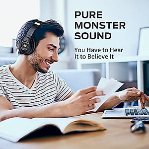 Monster Persona Noise Cancelling Headphones Wireless, Bluetooth Headphones Over Ear, Wireless Headphones Hi-Fi Audio Deep Bass,Quick Charge 30H Playtime, Memory Foam Ear Cups, for Travel, Home Office