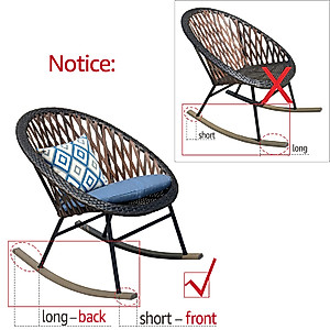 ovios 3 Piece Patio Rocking Bistro Set,Patio Outdoor Furniture, Porch Rocking Chairs Conversation Sets with Glass Coffee Table for Small Space,Deck,Terrace (Blue)