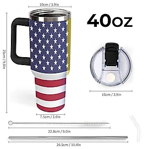 U.S.A Andorran Flag 40oz Water Bottle Double Wall Insulated Tumbler with Handle Leakproof Travel Mug Black-style