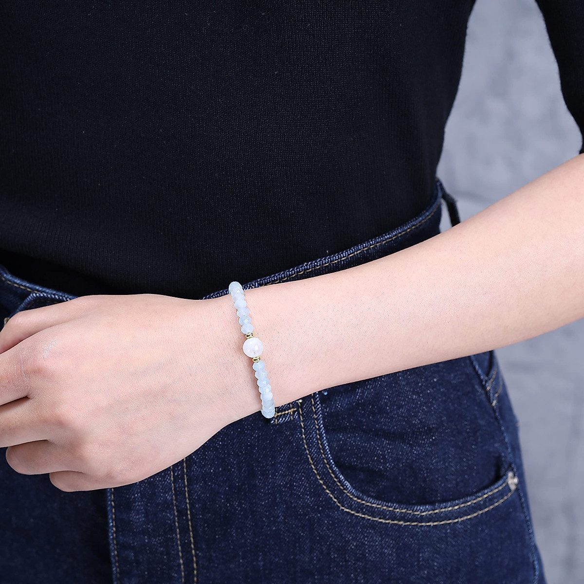 COAI Aquamarine Bracelet Women's Birthstone Bracelet Blue Crystal Bracelet for Women