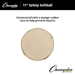 Champion Sports 11" Safety Softballs - Sponge Rubber Core - Syntex Leather Cover - Medium Compression - Pack of 12 - Level 10 (Ages 12+), Optic Yellow