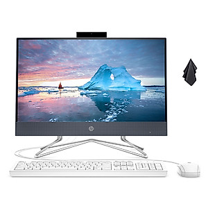 HP All-in-One Desktop Computer, 22" FHD Display, Intel Celeron G5900T, 16GB DDR4 RAM, 512GB PCIe SSD, DVD-Writer, 4 USB Ports, AC WiFi, HDMI, Bluetooth, Windows 11 Home, Blue