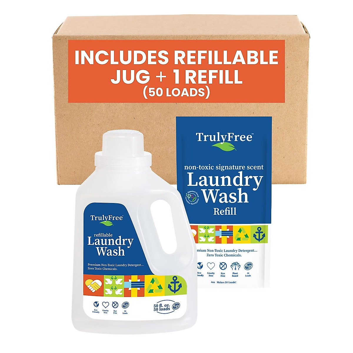 Truly Free Laundry Detergent for Sensitive Skin | Gentle & Safe for Baby Clothes | Plant-Based | Easy to Dissolve to Create a Liquid| Include 1 Refillable Bottle| Signature Scent (50 Loads)